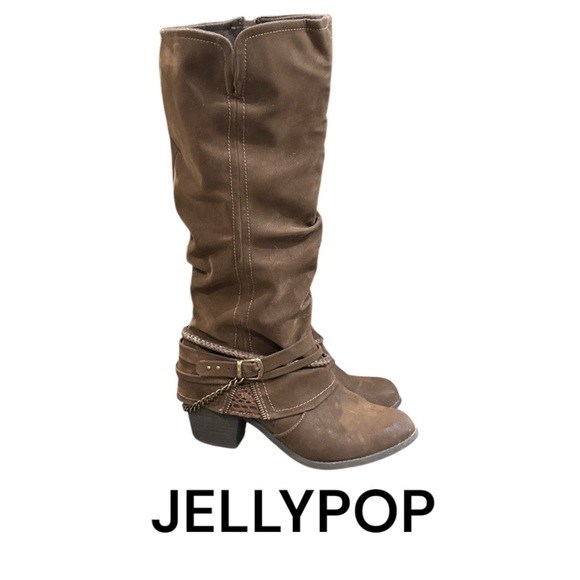 Jellypop | Shoes | Authentic Jellypop Tall Brown Moto Boots Sz 95 ...